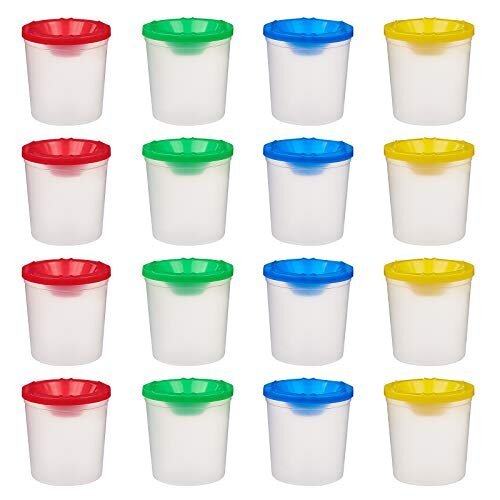20 Pcs Plastic Paint Cups, No Spill Palette Cups with Lids Clear Paint ...
