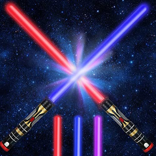 Lightsaber Kids - 2 Pack Retractable Light Sabers Light Up Sword with ...