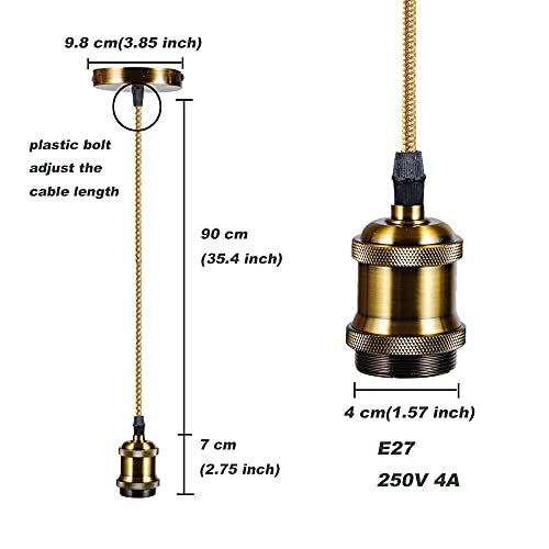 Pendant Light Fitting Ceiling Rose Light Pendant Fitting with E27 Lamp ...