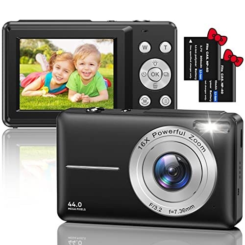 Digital Camera, FHD 1080P 44MP Compact Camera 2.4'' LCD Rechargeable ...