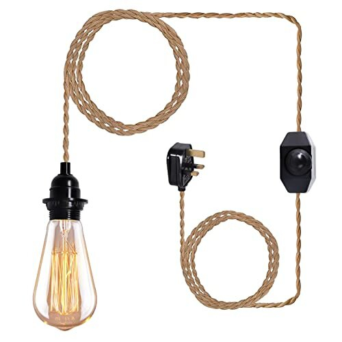 15FT Vintage Plug in Pendant Light Cord Hanging Light Dimmer Switch Kit ...