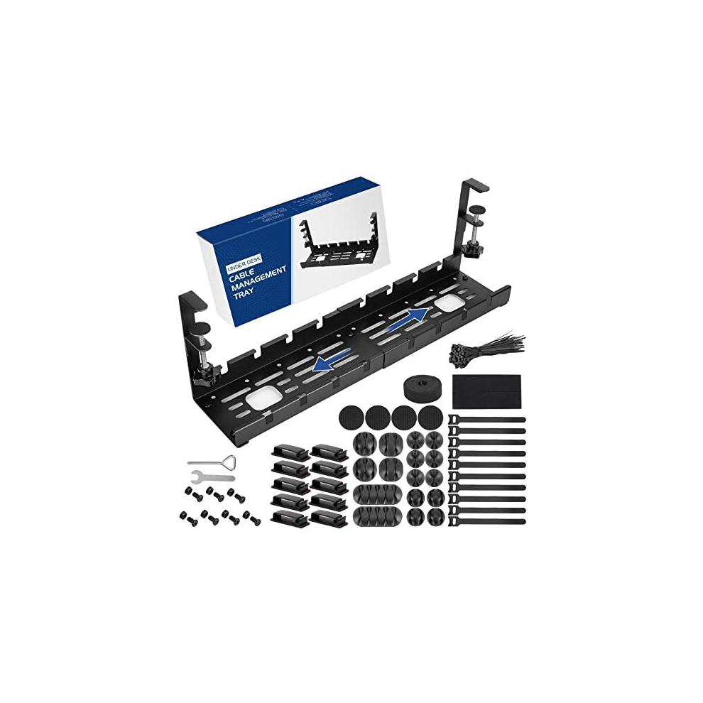 Retractable Cable Management Under Desk Tray, No Drill Under Desk Cable ...