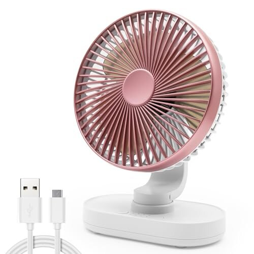 USB Desk Fan, Auto Oscillating Table Fan, Rechargeable Fan Silent ...