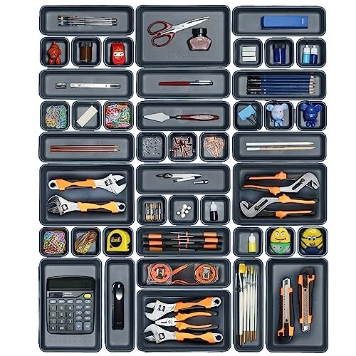 42 Pack Interlocking Desk Drawer Organizers,Tool Box Organizer and ...