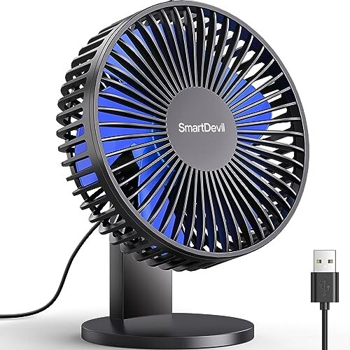 USB Fan,4 Speeds USB Desk Fan with Strong Airflow, 45 Degree Adjustable ...