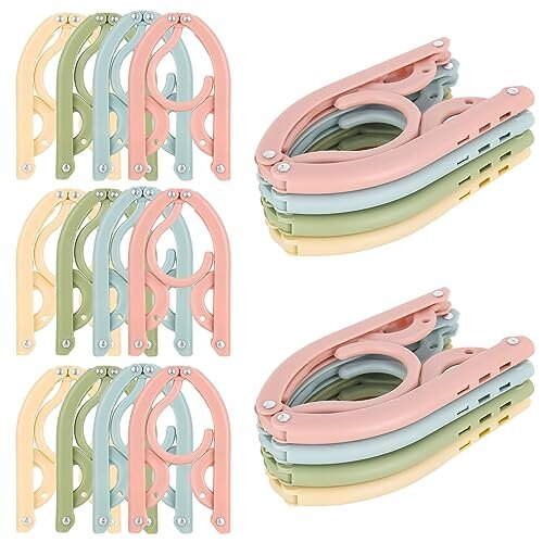 Travel Hangers 20 PCS Folding Clothes Hangers Portable Plastic Clothes ...