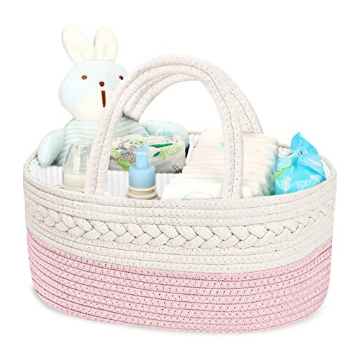 Nappy Caddy，Cotton Rope Newborn Essentials，Sturdy Portable Nursery Baby ...
