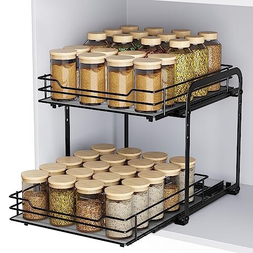 Pull Out Cabinet Organizer Spice Racks, 2-Tier Spice Rack Height ...