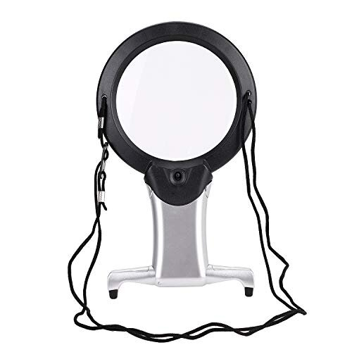 2 in 1 Large Hands Free Magnifying Glass with Light & Neck Cord LED ...