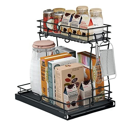 2 Tier Metal Pull Out Cabinet Organizer Large Capacity Under Sink ...