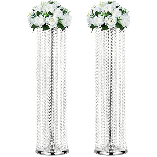 2Pcs Luxurious Crystal Flower Stand Wedding Centerpieces on Floor Tall ...