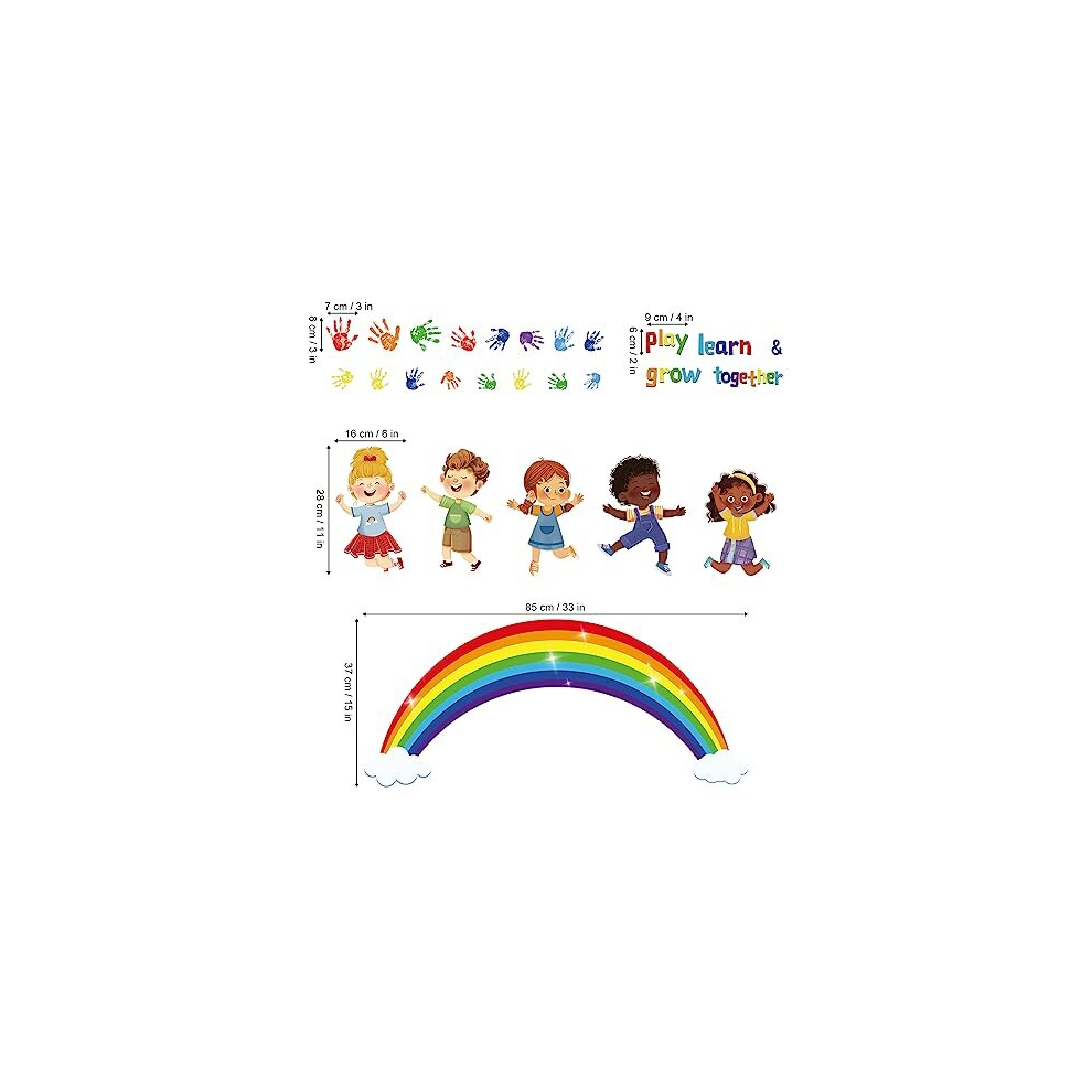 Kids Classroom Wall Stickers Rainbow Handprint Diversity Equality ...