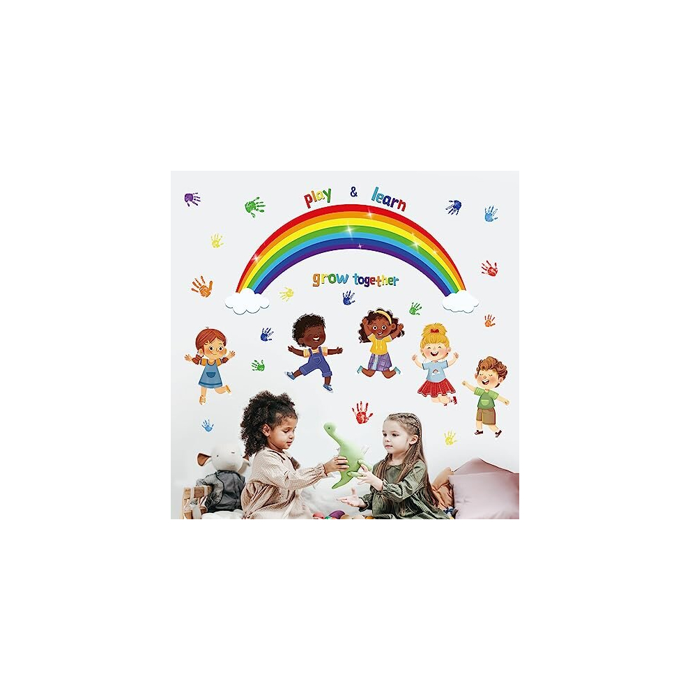 Kids Classroom Wall Stickers Rainbow Handprint Diversity Equality ...