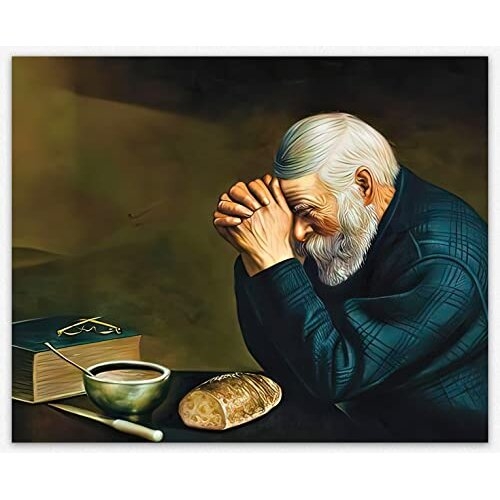 Vintage Painting of Man Praying Landscape Wall for Men/Man Praying ...