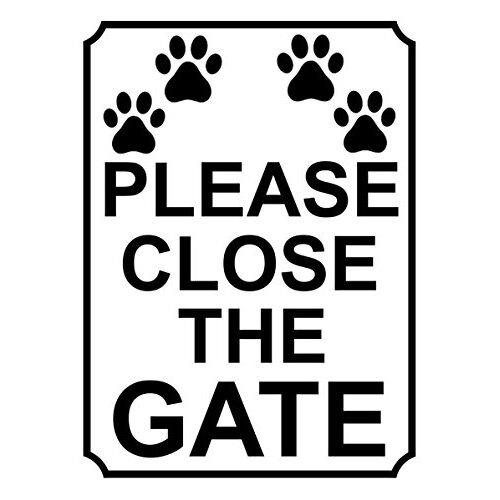 PLEASE CLOSE THE GATE METAL SIGN DOG PAW PRINT THEME 200MM X 150MM ...