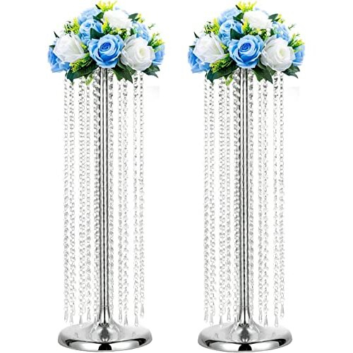 2Pcs Luxurious Crystal Flower Stand Wedding Centerpieces on Floor Tall ...