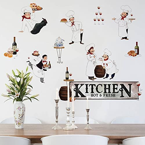 Chef Kitchen Wall Art Stickers Wine Food Cooking Quotes Wall Decals ...