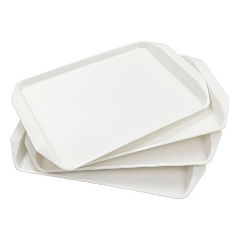 4-Pack Plastic Fast Food Serving Trays, Rectangular Cafeteria Tray ...