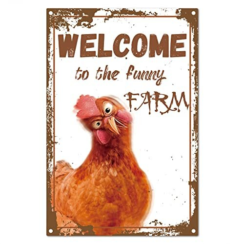 Welcome to The Funny Farm Sign Chicken Metal Tin Signs Retro Vintage ...