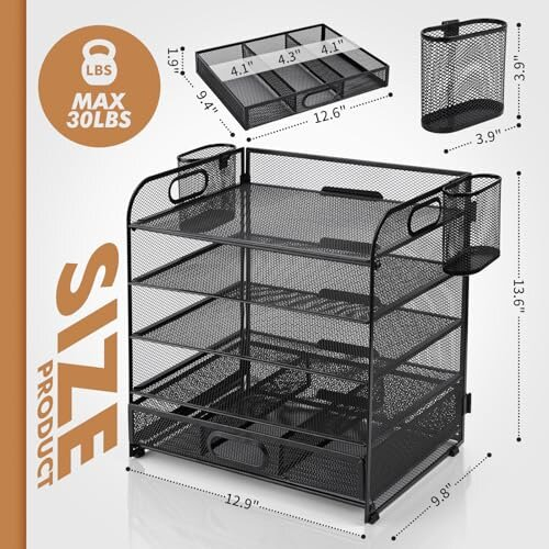 Mesh Letter Tray Organiser, Office Desk Tidy Organiser File Document ...