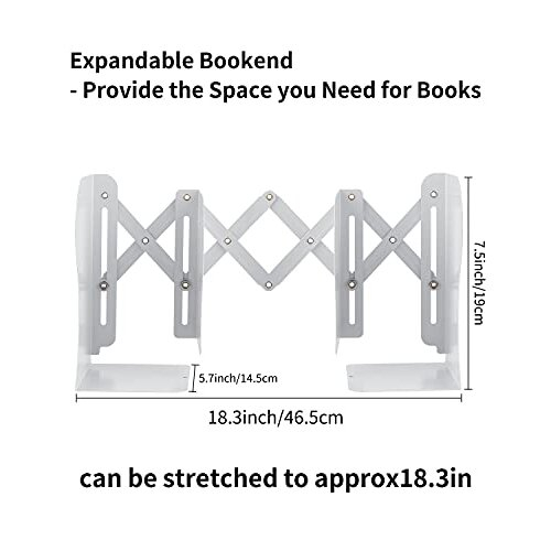 Expandable Metal Bookends, MSDADA Adjustable Book Ends Heavy Duty Book ...