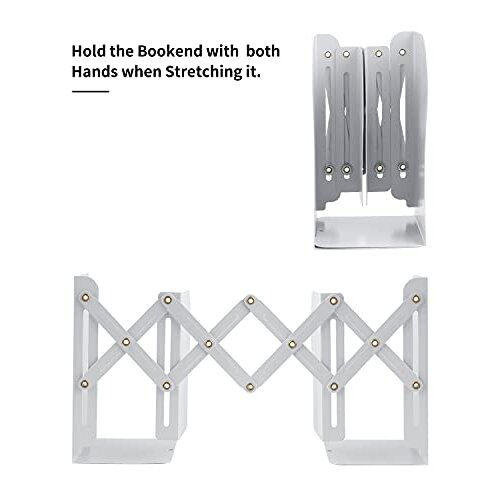 Expandable Metal Bookends, MSDADA Adjustable Book Ends Heavy Duty Book ...