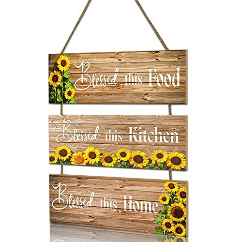 3 in 1 Wooden Hanging Sign 30cm Large Kitchen Signs Wall Decor with ...
