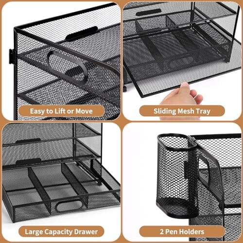 Mesh Letter Tray Organiser, Office Desk Tidy Organiser File Document ...