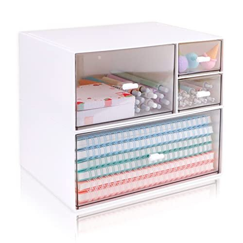 Desk Organizer, 4 Drawer Desktop Organizer, 2 Layers Stackable Desktop ...