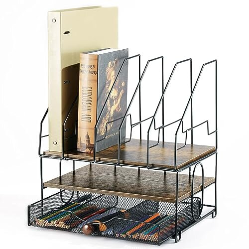Desk Organiser Drawer, 2-Tier File Organiser, Filing Tray 5 Vertical ...