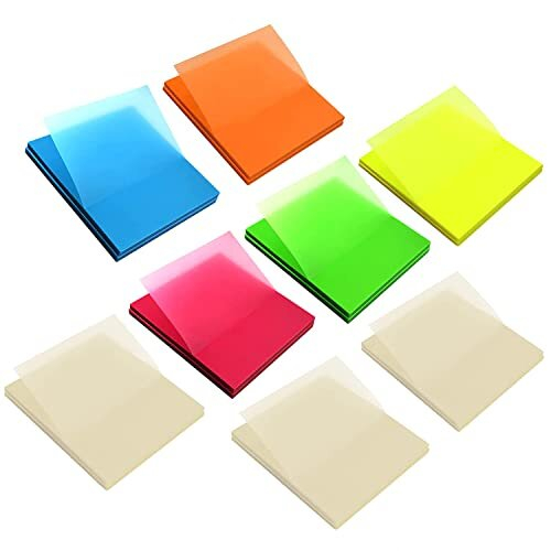 400 Sheets Colour Transparent Sticky Notes, Bright Colour Sticky Notes ...