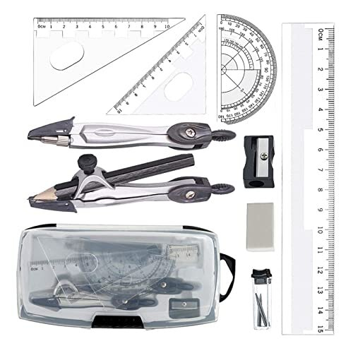 10 Pieces School Maths Set Geometry Set with Box Math Kit for School ...