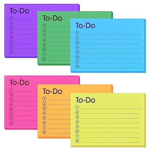 6 Pack to Do List Sticky Notes Pad, 300 Sheets Colors Self Stick Note ...