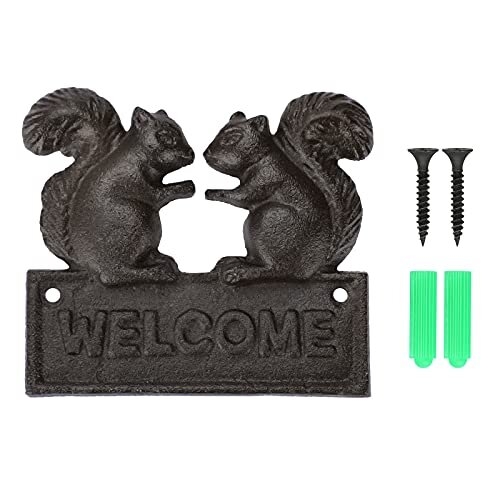 Double Squirrel Welcome Sign Vintage Style Heavy Duty Welcome Sign Cast ...