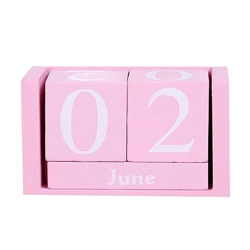 Wooden Perpetual Block Calendar for Desk, Wood Month Date Display ...