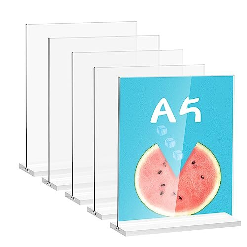 5 Pack Perspex Display Stands A5 Acrylic Sign Holders Plastic Display ...