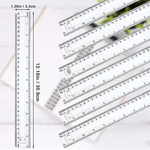 Clear Plastic Ruler, 12 Inch Transparent Plastic Rulers Straight Ruler with Centimeters and ...