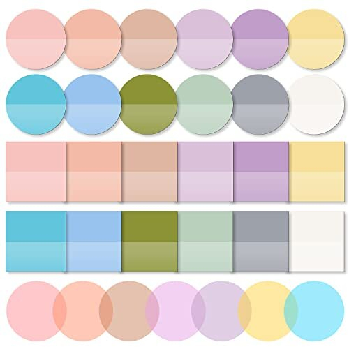 1200 Sheets / 24pcs Transparent Sticky Notes, Coloured Translucent ...