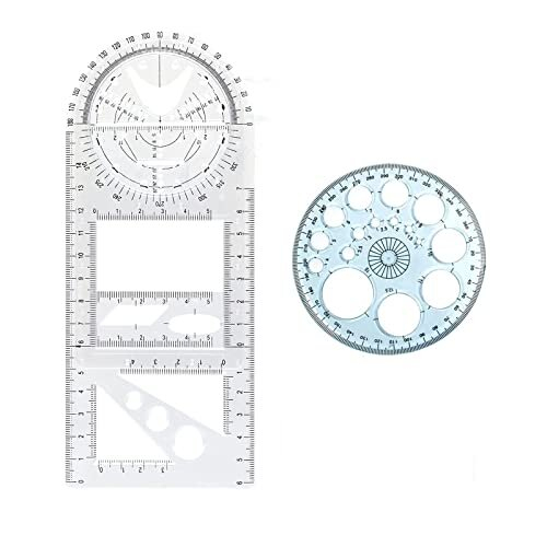 2Pcs Multifunctional Geometric Ruler, Upgraded Drawing Ruler Geometric ...