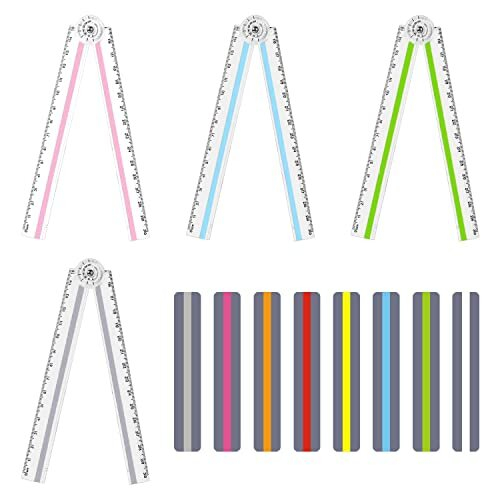 4Pcs Folding Rulers with 8Pcs Reading Tracking Rulers, 30cm Transparent ...