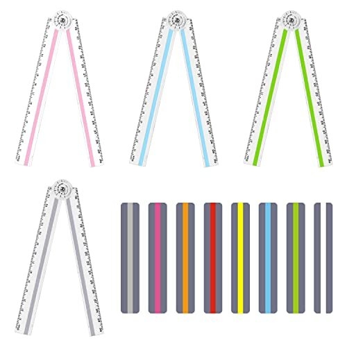 4Pcs Folding Rulers with 8Pcs Reading Tracking Rulers, 30cm Transparent ...