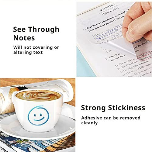 Transparent Sticky Notes 300pcs, 3 Sizes Clear Post It Notes, See ...