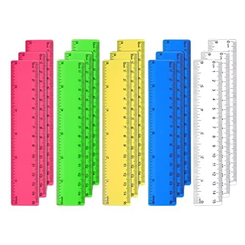 15pcs Color Transparent Ruler, 15cm 6Inch Straight Ruler with ...