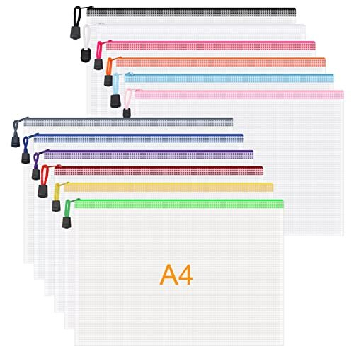 Plastic Wallets A4, 12Pcs A4 Plastic Folders Zip Wallet, File Zipper ...