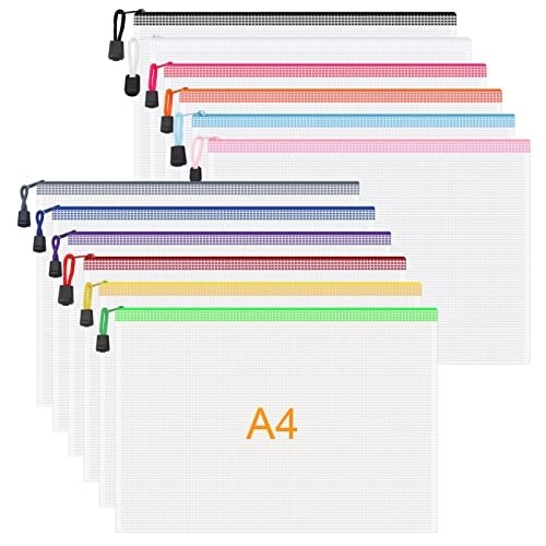 Plastic Wallets A4, 12Pcs A4 Plastic Folders Zip Wallet, File Zipper ...