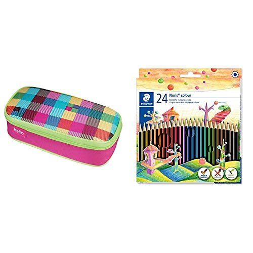 Neon Jumbo Pencil Case &Staedtler 185 C24 Noris Colour Colouring Pencil ...