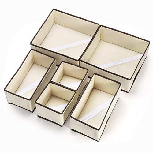6 Pieces Foldable Fabric Closet Storage, Dresser Drawer Organisers ...
