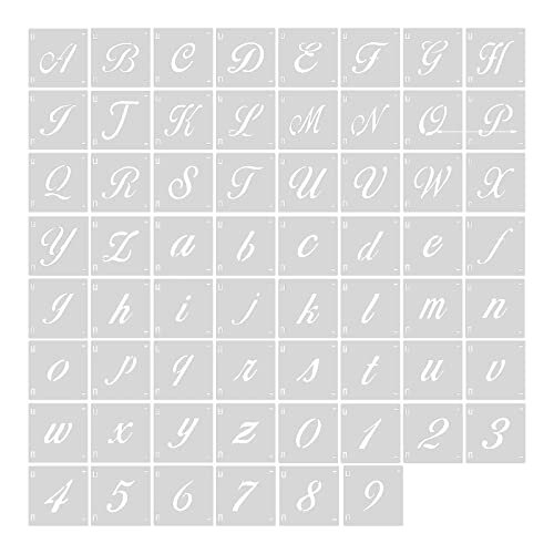 62 Pcs Calligraphy Letter Stencils, 1 Inch Farmhouse Style Letter ...