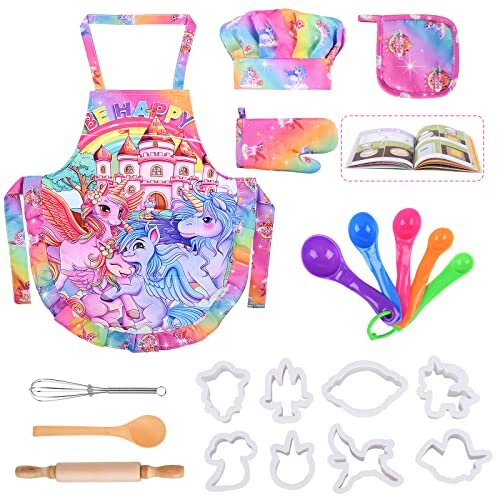 Kids Cooking and Baking for Girls Gift Set,Unicorn-Themed 21Pcs Chef ...