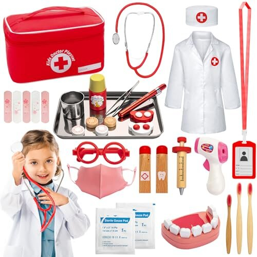 Doctors Set for Kids, 32 PCS Role Play Doctors Case, Children's Wooden ...